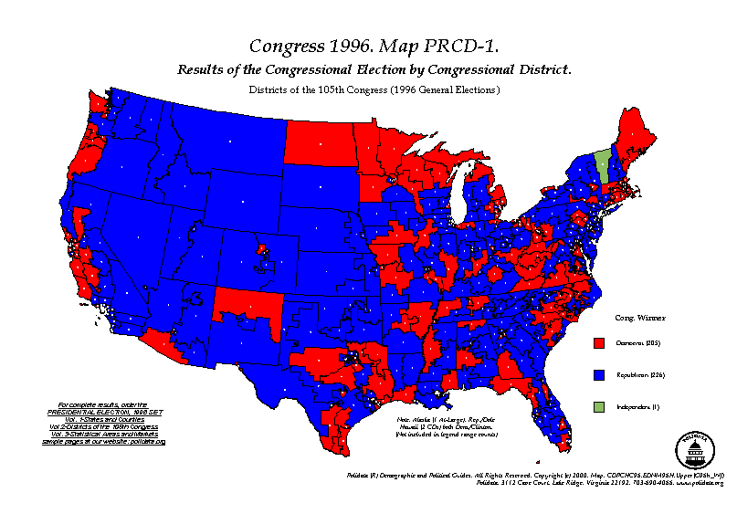 POLIDATA &REG ELECTION MAPS-PRESIDENT & CONGRESS 1996